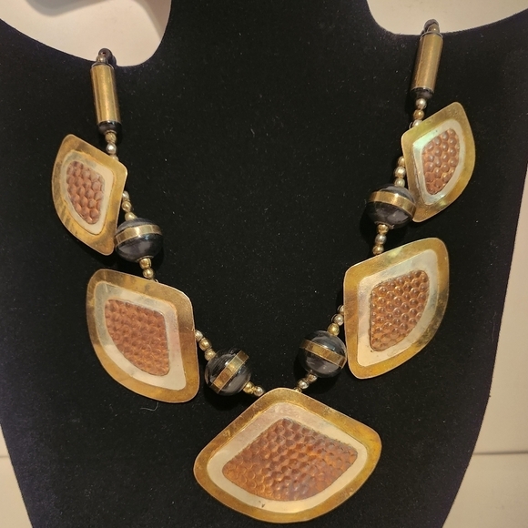 Vintage | Jewelry | Vintage Brass Copper And Black Bead Tribal Style ...